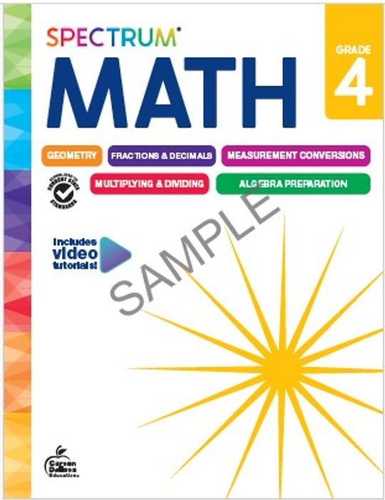 Spectrum Math Workbook Grade 4 - Corner Bookstore